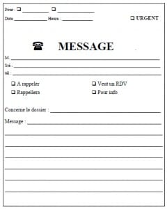 Modele De Fiche Messages Téléphoniques
